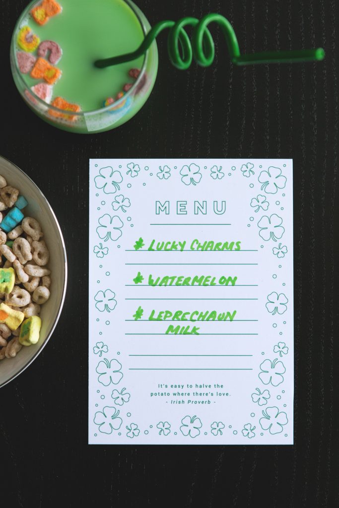 Free Printable St. Patrick's Day Menus - National Association of ...