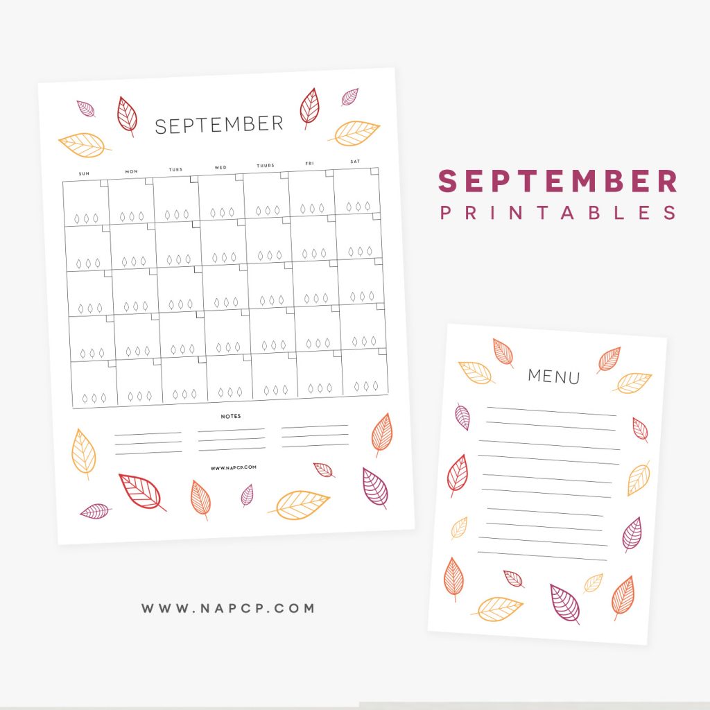 September Printable Menu and Calendar - National Association of ...