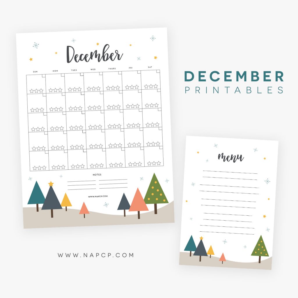 December Printable Menu and Calendar - National Association of Portrait ...