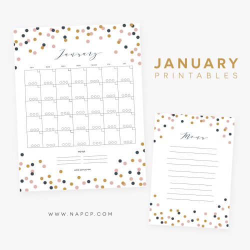 January Printable Menu and Calendar - National Association of Portrait ...